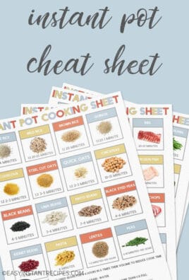 Instant Pot Cooking Times Cheat Sheet Printable