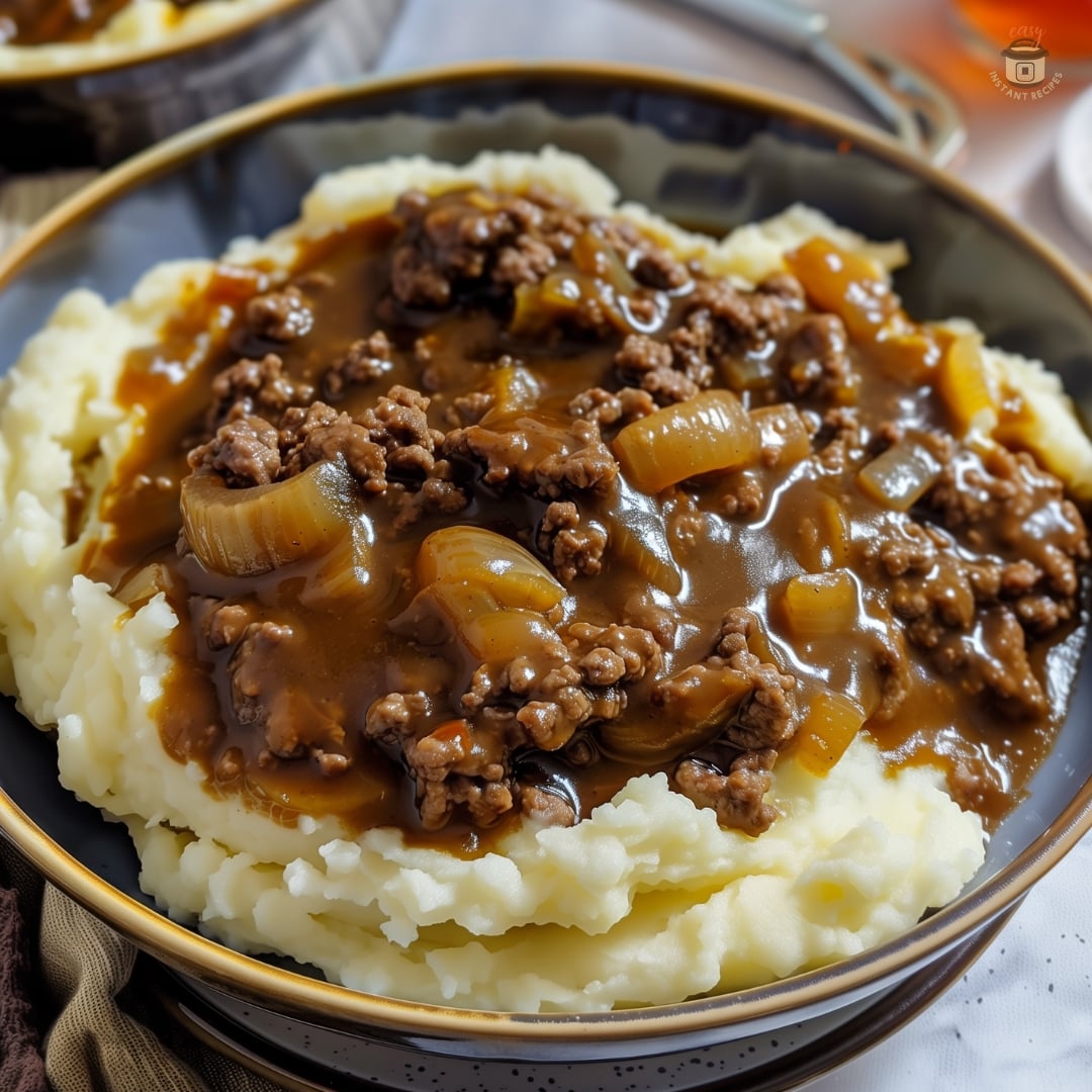 Ground Beef and Gravy Over Mashed Potatoes Recipe