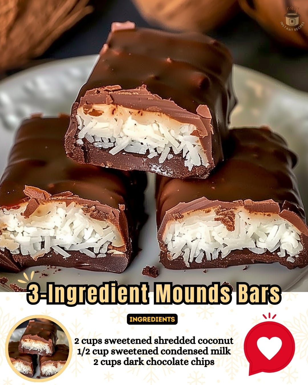 3-Ingredient Mounds Bars Homemade recipe