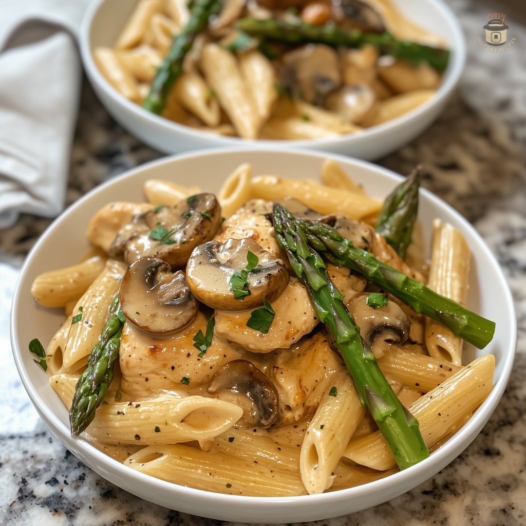 7 Easy Steps for Creamy Mushroom Asparagus Chicken Pasta