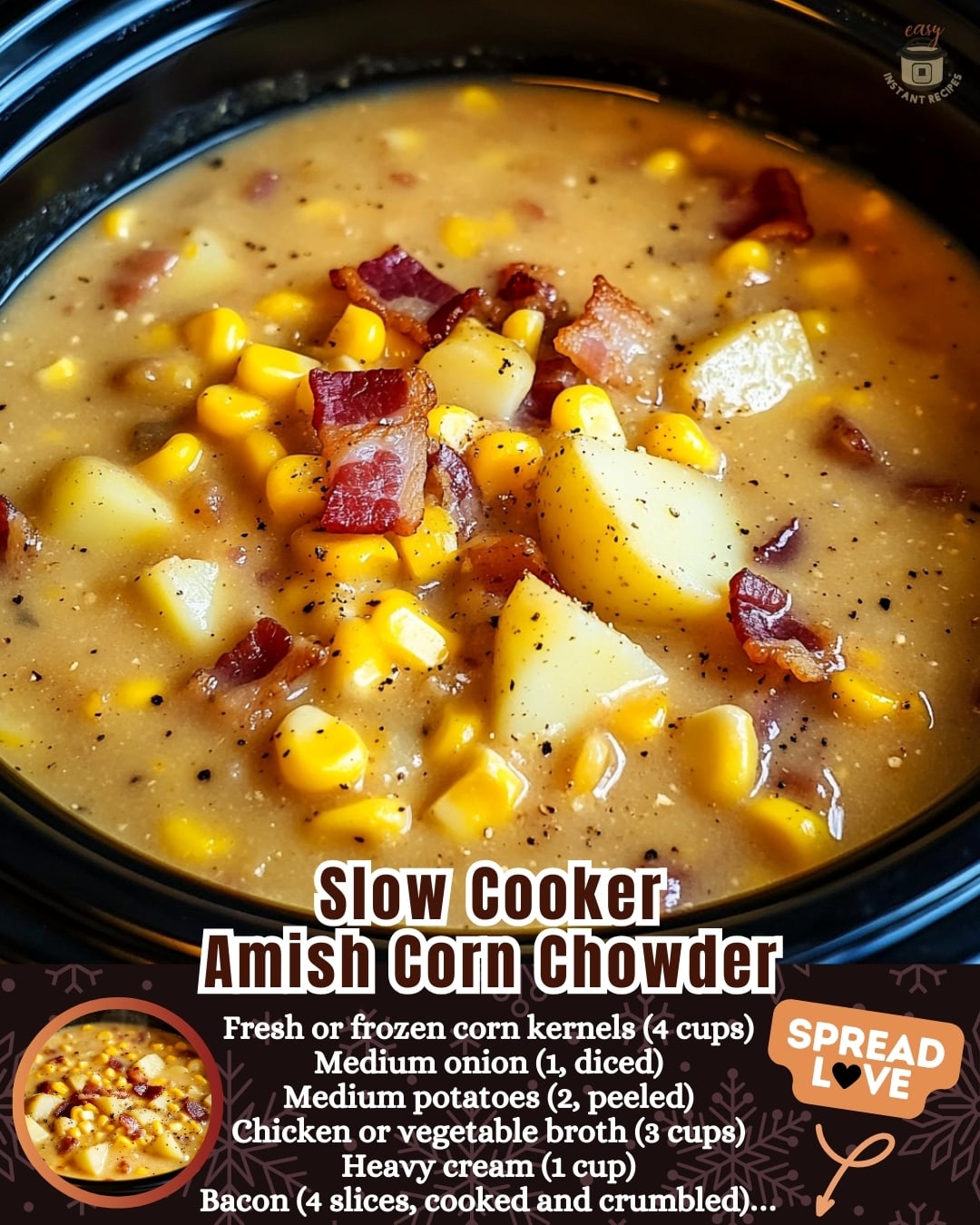 Slow Cooker Amish Corn Chowder - Amish Snow Day Soup Recipe