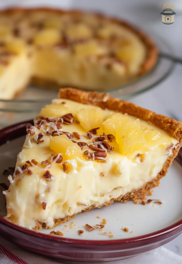Cream Cheese Pineapple Pie Recipe - Easy Baked Dessert with Pecans