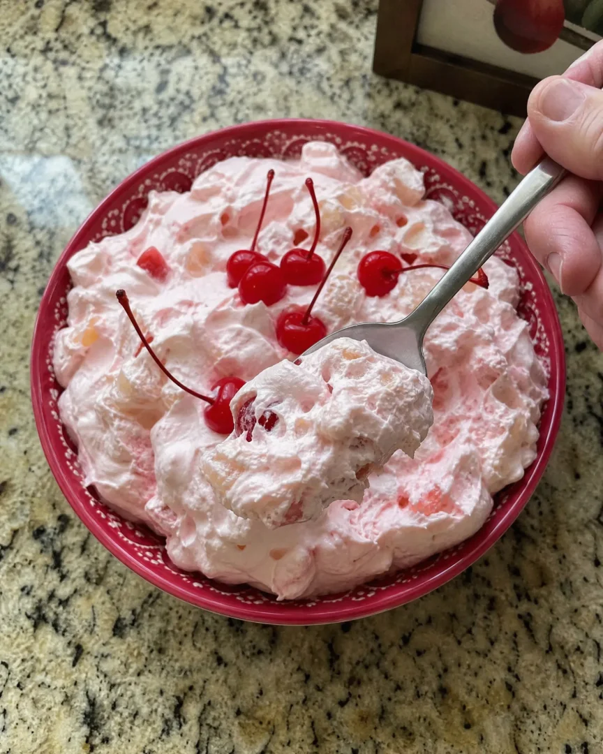 Pink Cherry Jell-O Fluff Recipe – Easy No-Bake Dessert